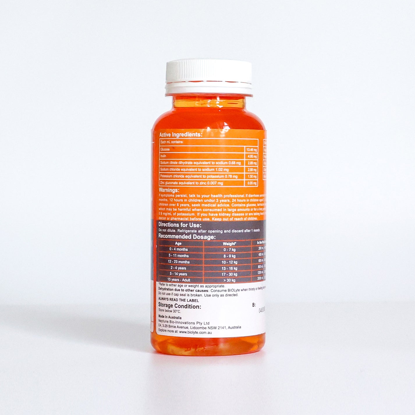BIOLyte - Oral Rehydration Solution Orange 250mL – Neptune Bio Innovations
